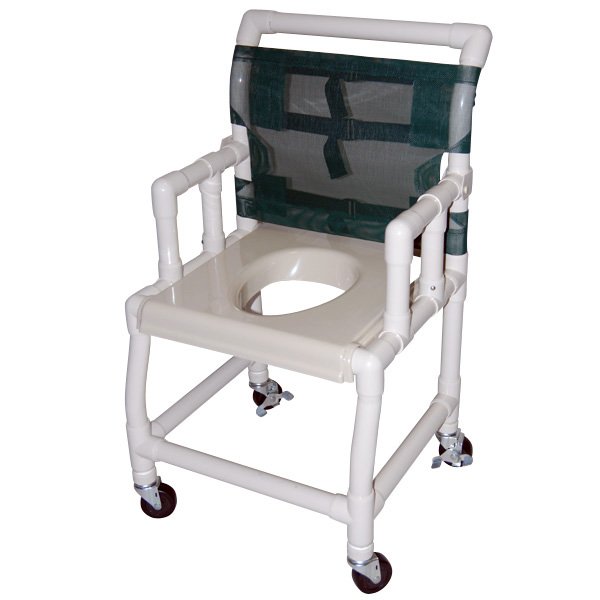 18 Wide Drop Arm Shower / Commode Chair with Vacuum Formed Seat