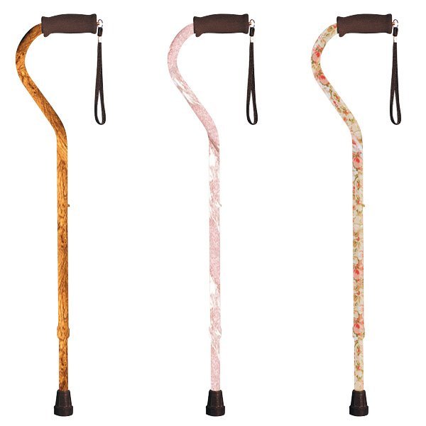 Offset Handle Aluminum Cane, Adjustable Height