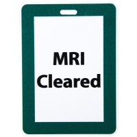 MRI Cleared Badge-Unrippable Vinyl-White/Green with Black Lettering