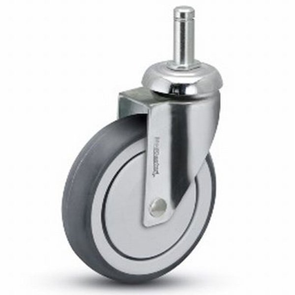 3 x 1 Steinco Swivel Caster, Gray Rubber, Grip Ring, 7/16 Diameter, 1 3 ...