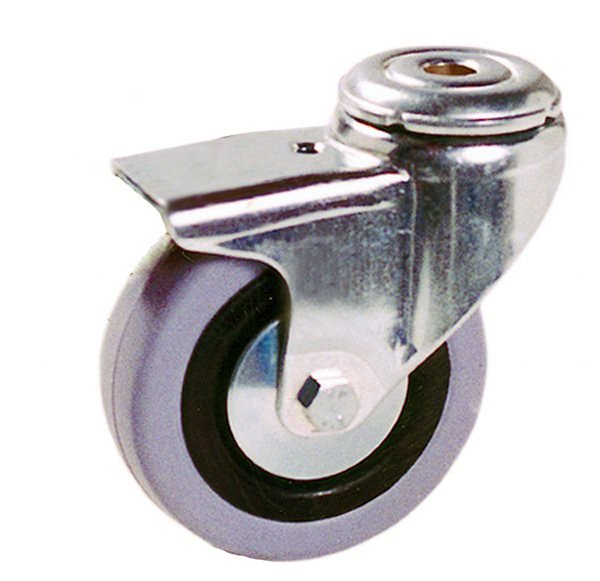 3 x 1 Steinco Swivel Caster, Gray Rubber, Hollow King Pin