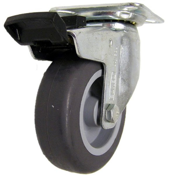 Steinco 3 x 1 Plate(2 1/4 x 2 1/4) Caster, Gray Rubber Wheel.