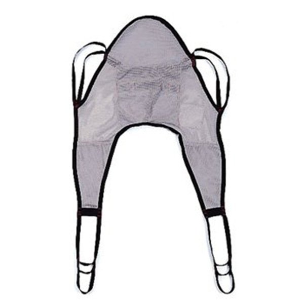 4-Point Hoyer Bath Sling with Head Support - Nylon Mesh - Large Gray