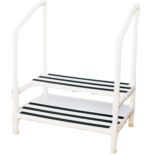 PVC Double Step Stool with Rubber Tips, Double Handrail