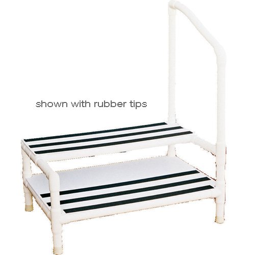 PVC Heavy Duty Double Step Stool with 3 Locking Casters, Right Sidel ...