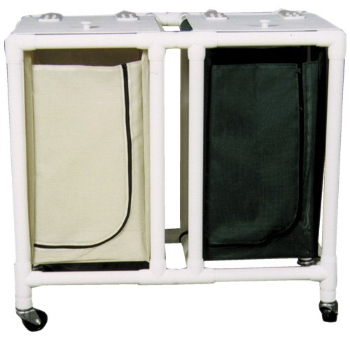 PVC Hamper, 28 Gallon 2 Bin, Mesh Bag