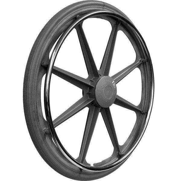 Black 8 Spoke Mag 24 x 1, Gray Urethane Tire, 12mm Axle